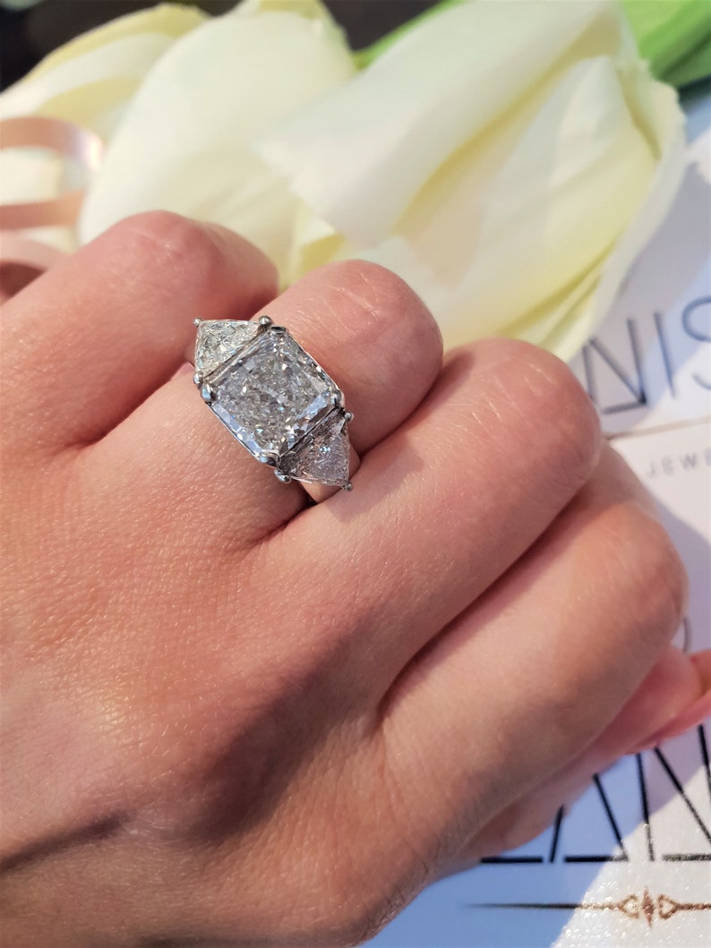 5 Carat Radiant Cut Diamond Engagement Ring CVD Lab Grown | Etsy