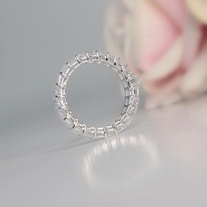 3 Carats Emerald Cut Eternity Wedding Band, CVD Lab Diamond Emerald Diamond Eternity Wedding ...