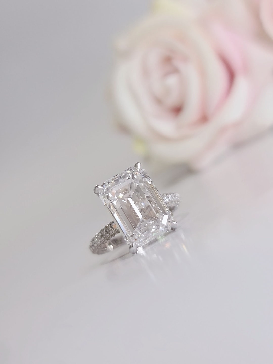 5.5ct Emerald Cut Diamond Engagement Ring, 5.5 Carat Emerald Diamond ...