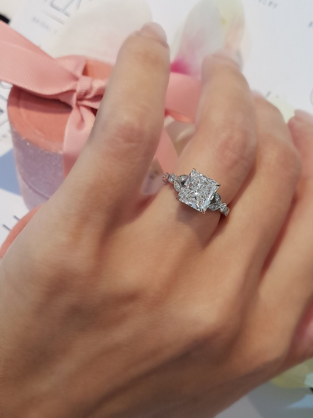 3 Ct Radiant Cut Diamond Engagement Ring, Lab Grown Diamond Engagement ...