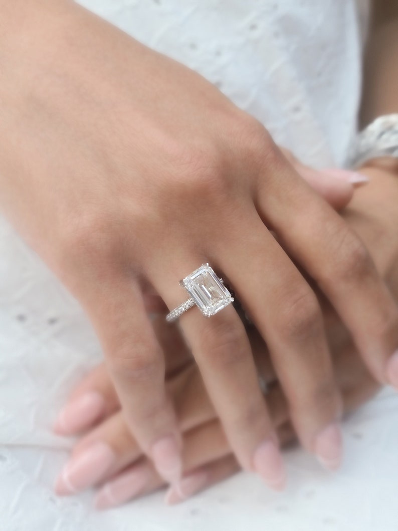 5.5ct Emerald Cut Diamond Engagement Ring 5.5 Carat Emerald - Etsy