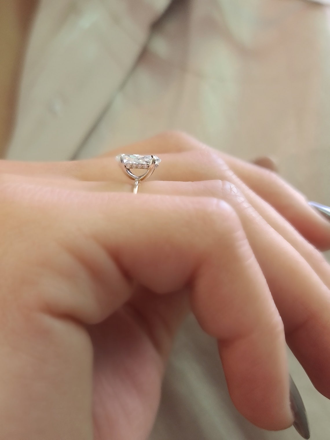 1 Carat Oval Cut Diamond Engagement Ring 1.04ct D SI Moval | Etsy