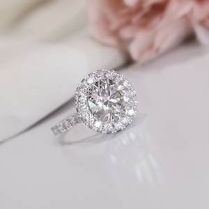 5 Tcw Round Cut Lab Grown Diamond Engagement Ring, 5 Carat CVD Diamond ...
