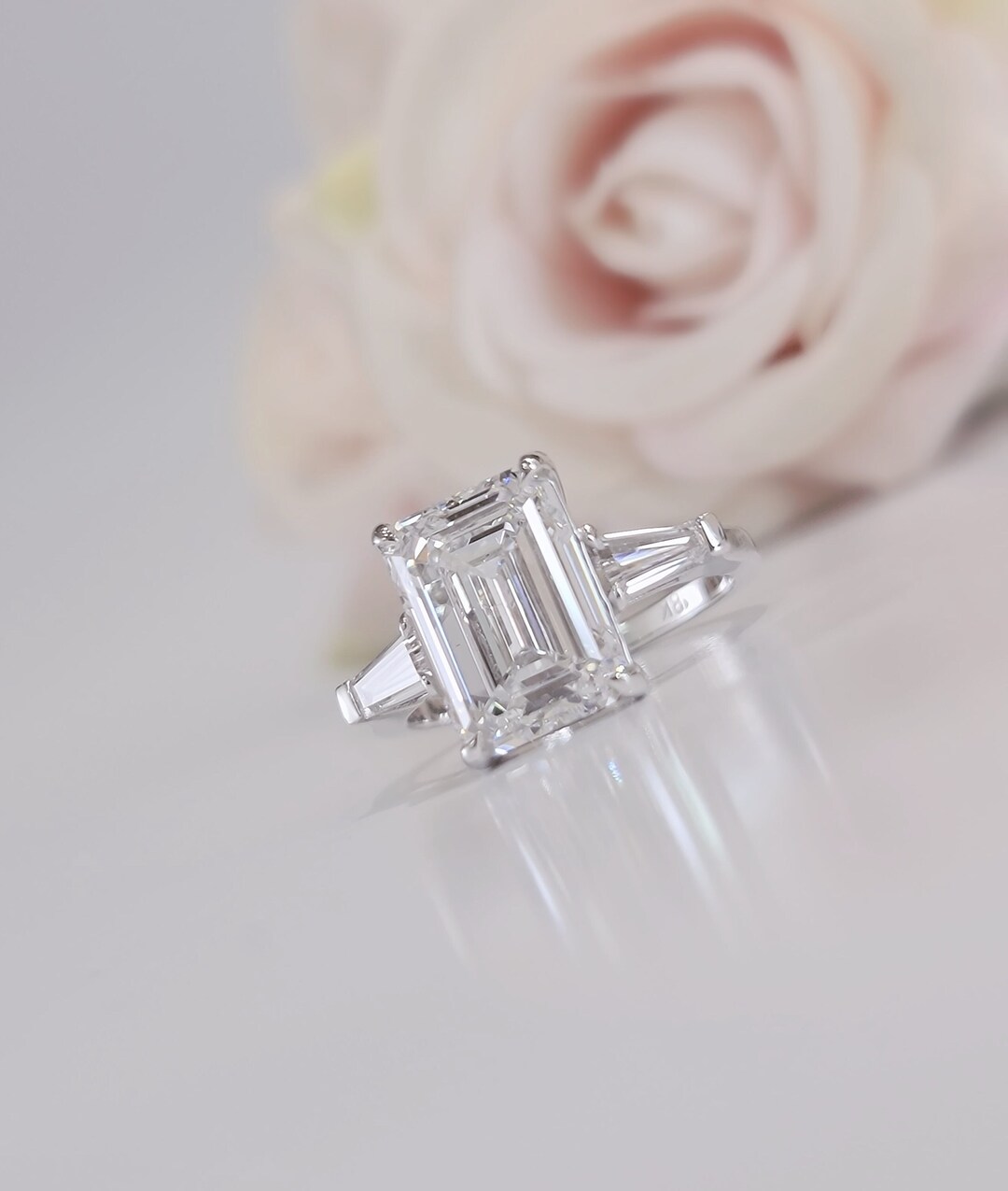 5.5ct Emerald Cut Platinum Engagement Ring 5.5 Carat Emerald - Etsy