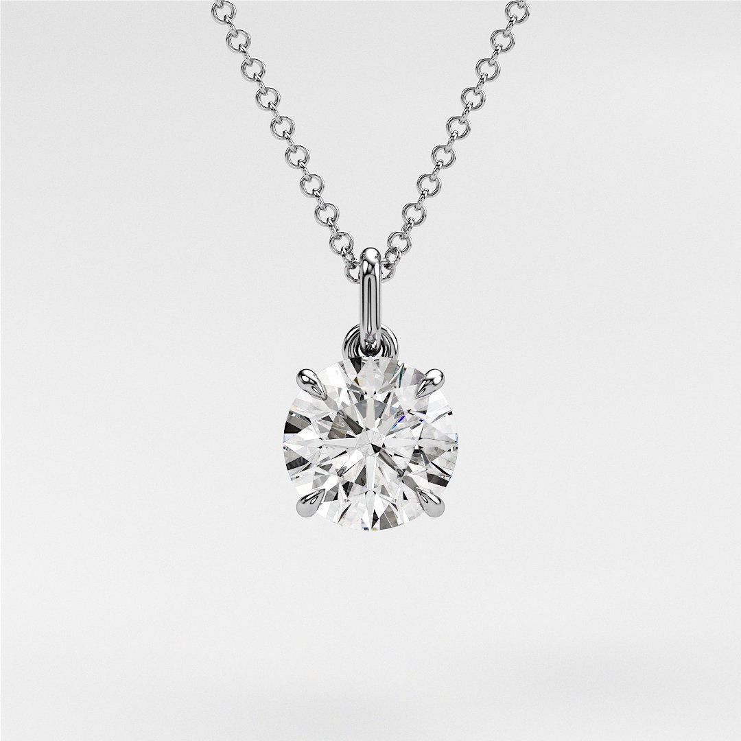 1 Ct Diamond Pendant, 14k Gold Lab Diamond Necklace, Diamond Solitaire ...