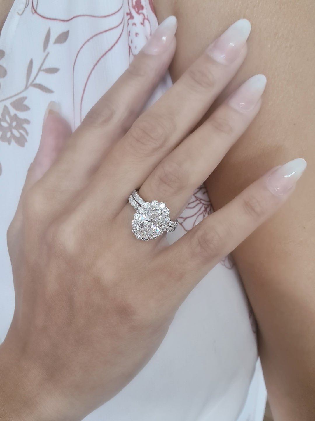 3CT Oval Cut Diamond, Oval Diamond Ring, Oval Halo Ring, 3 Carat Oval ...