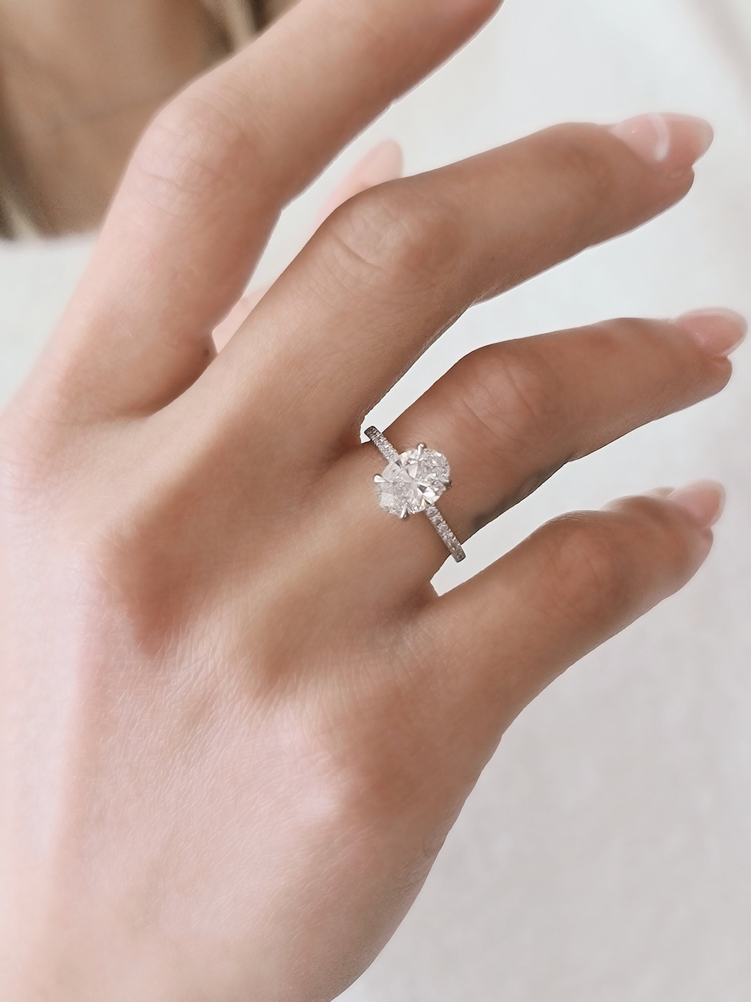 1.5 Carat Oval Diamond Engagement Ring, Lab Grown Diamond Engagement ...