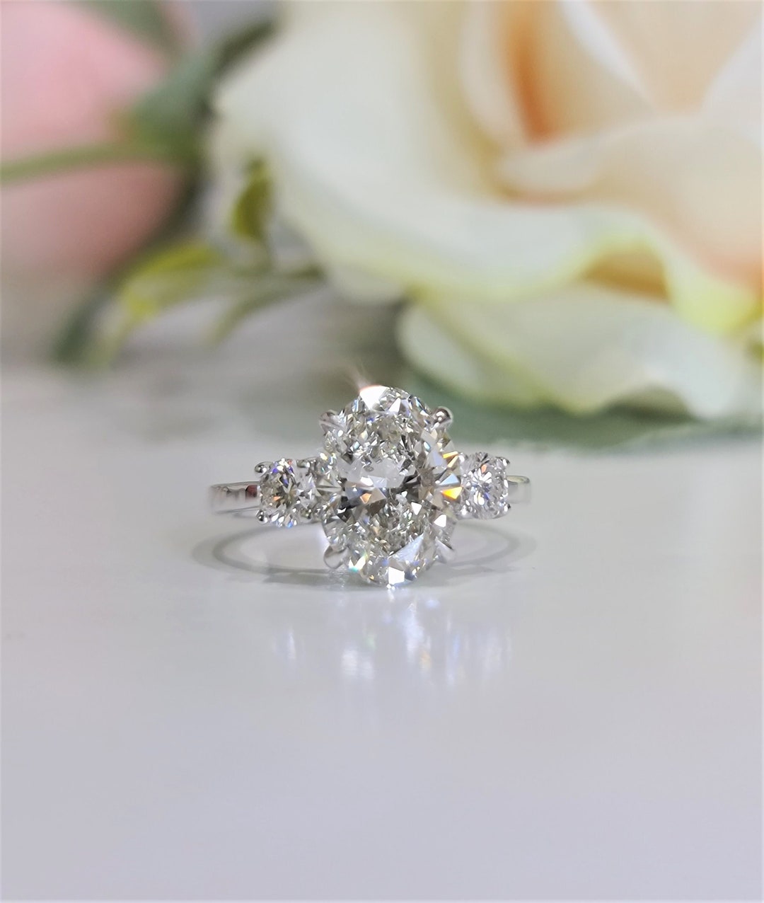 3 Carat Oval Diamond Engagement Ring, 3CT Oval Ring, Lab Grown Diamond ...