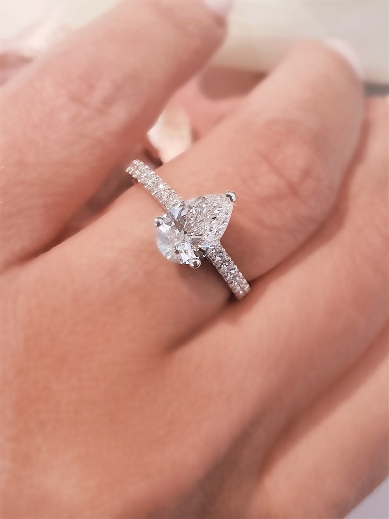 Unique Pear Shaped Diamond Engagement Ring Solitaire Pear - Etsy