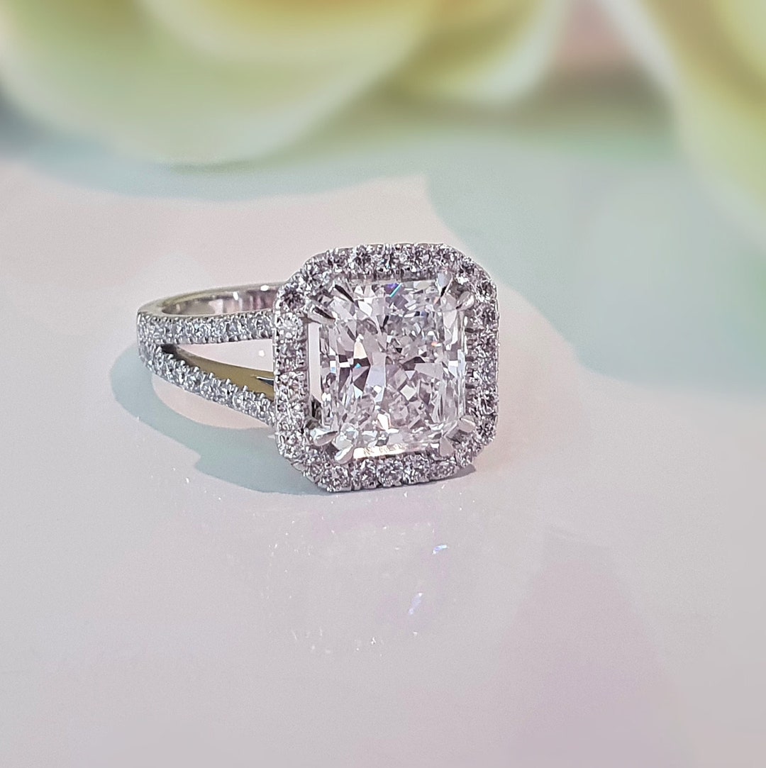 3 Carat Radiant Cut Lab Grown Diamond Engagement Ring, Radiant With ...