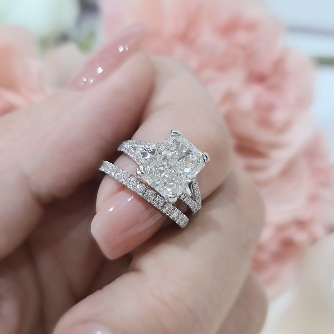 3 Carat Radiant Diamond Engagement Ring, 3CT Radiant Cut Engagement ...