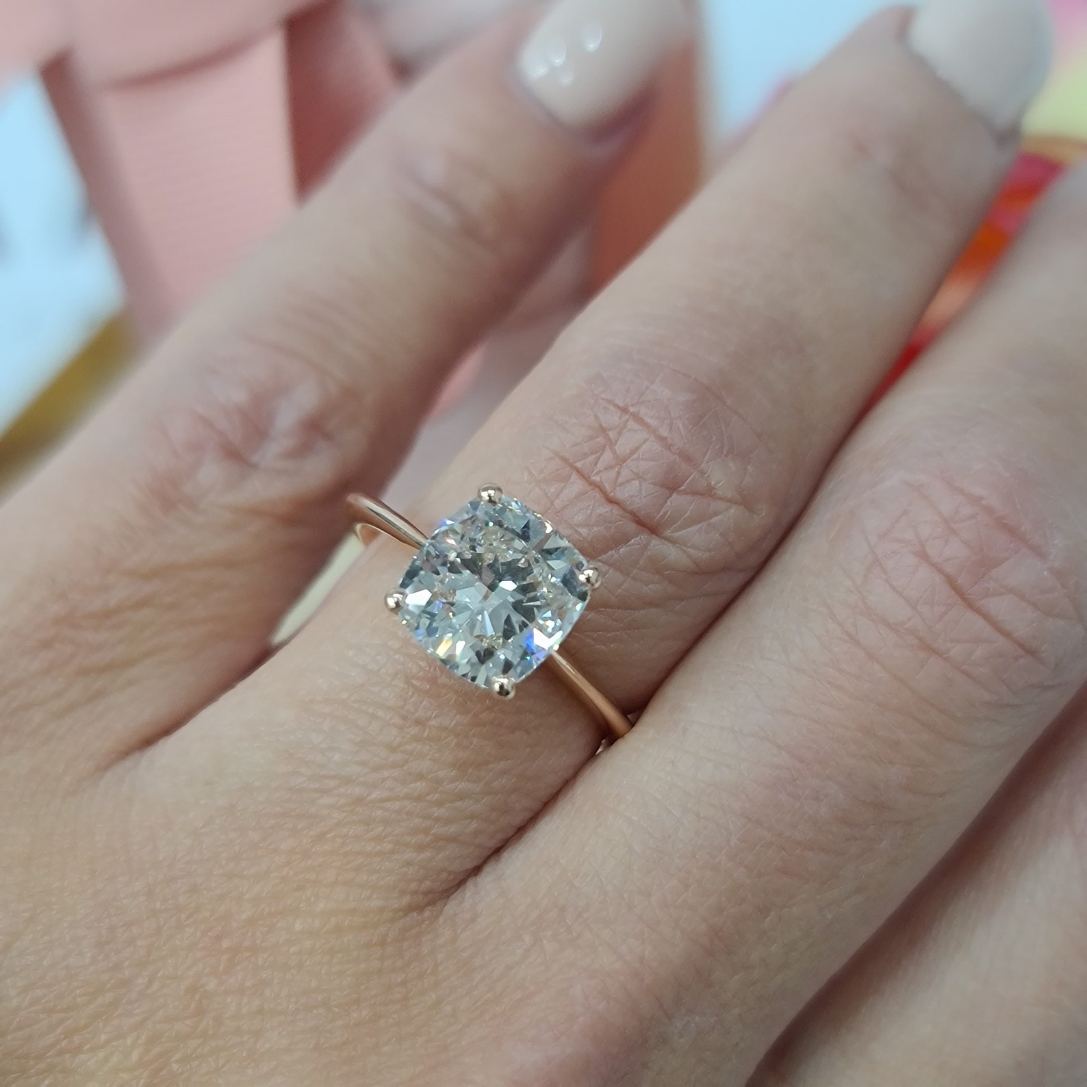 3CT Cushion Cut Diamond Ring 3 Carat Cushion Diamond Ring | Etsy