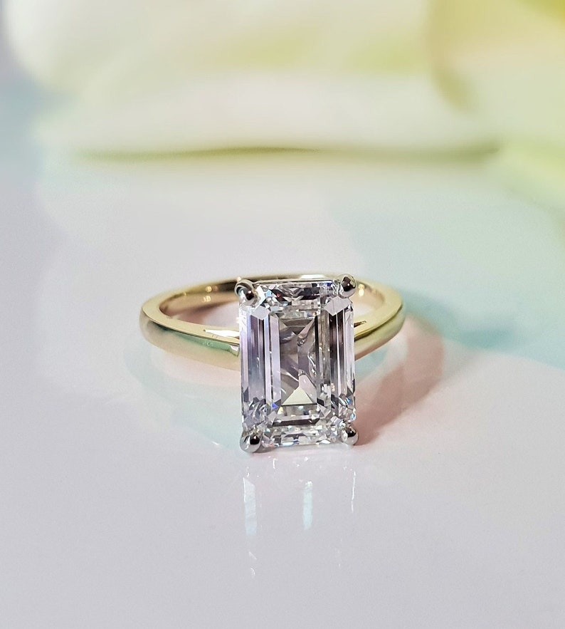 4 Carat Emerald Cut Diamond Ring 4ct Emerald Diamond Etsy