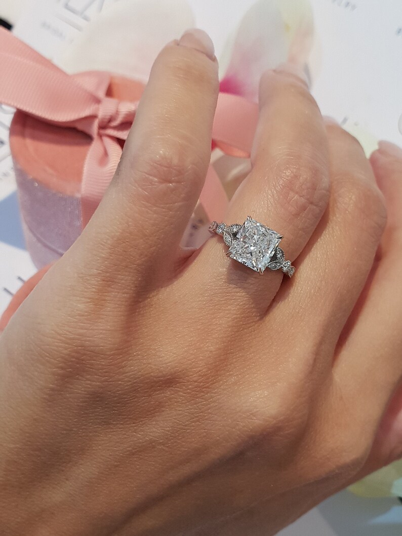 Lab Diamond Engagement Ring Igi Certified 3 Ct Radiant Cut Etsy