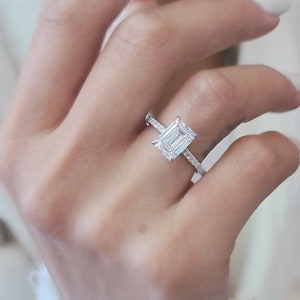 2.5 Carat Emerald Cut Diamond Ring, 2.5ct Emerald Diamond Ring, CVD Lab ...