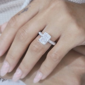 Platinum Radiant Cut Engagement Ring, 4 Carat Wedding Ring, IGI ...