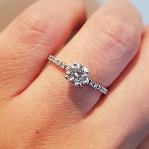 1 CT Solitaire Diamond Engagement Ring 6 Prong Round Cut | Etsy