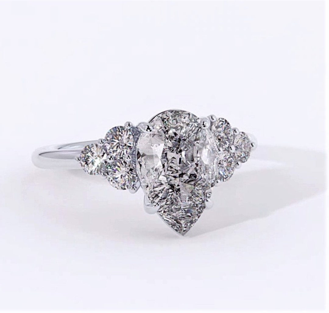 2 Carat Pear Shaped Engagement Ring, Teardrop Diamond Ring, CVD Diamond ...