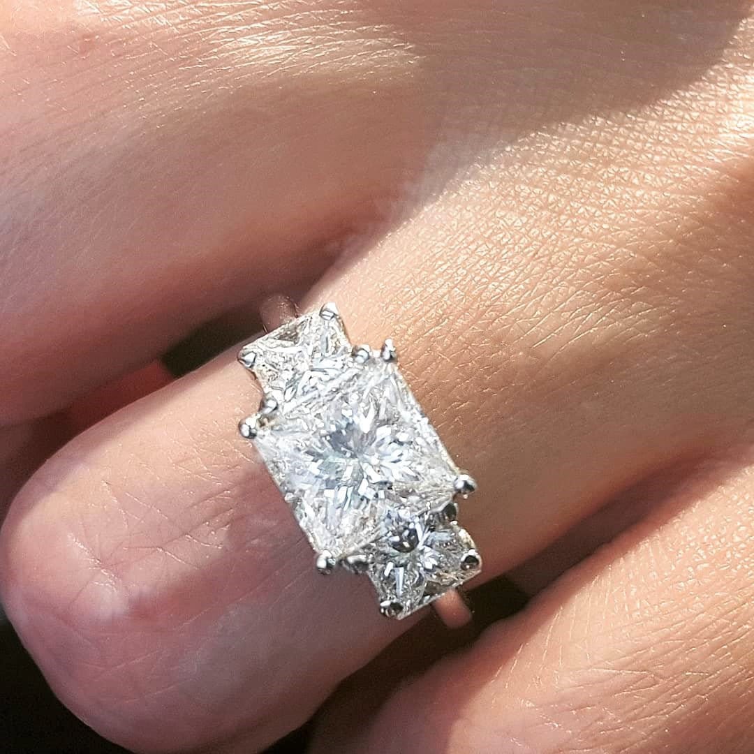 2 Carat White Gold Princess Cut Lab Diamond Engagement Ring 3 Etsy
