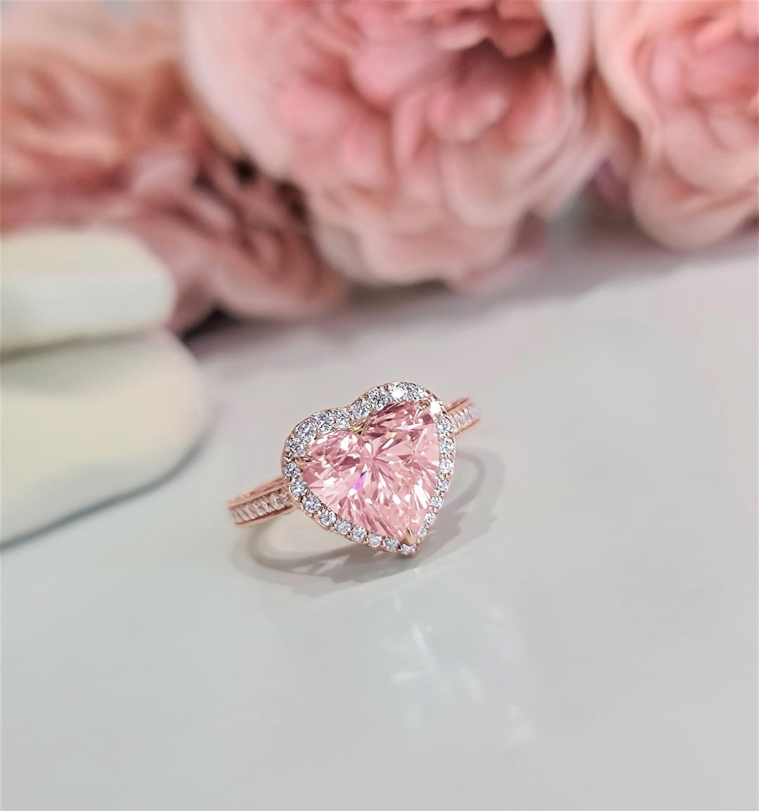 Heart Shaped Diamond Engagement Ring, IGI Certified, Halo Diamond Ring ...