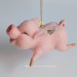 Flying Pig, Angel Pig, Guardian Angel, Needle Felted Animal, Piggy ...