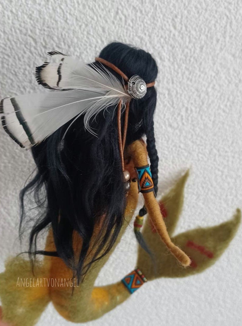 Native American Mermaid, Needle Felted, Indian Mermaid, Wool Sculpture ...