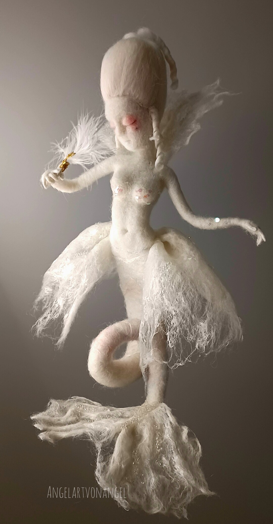 Rococo Mermaid Doll, Wool Sculpture, Mermaid Artwork, Classic, Baroque ...