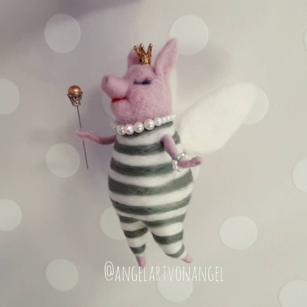Pig fairy princessneedle felted pigpig ornament pig | Etsy