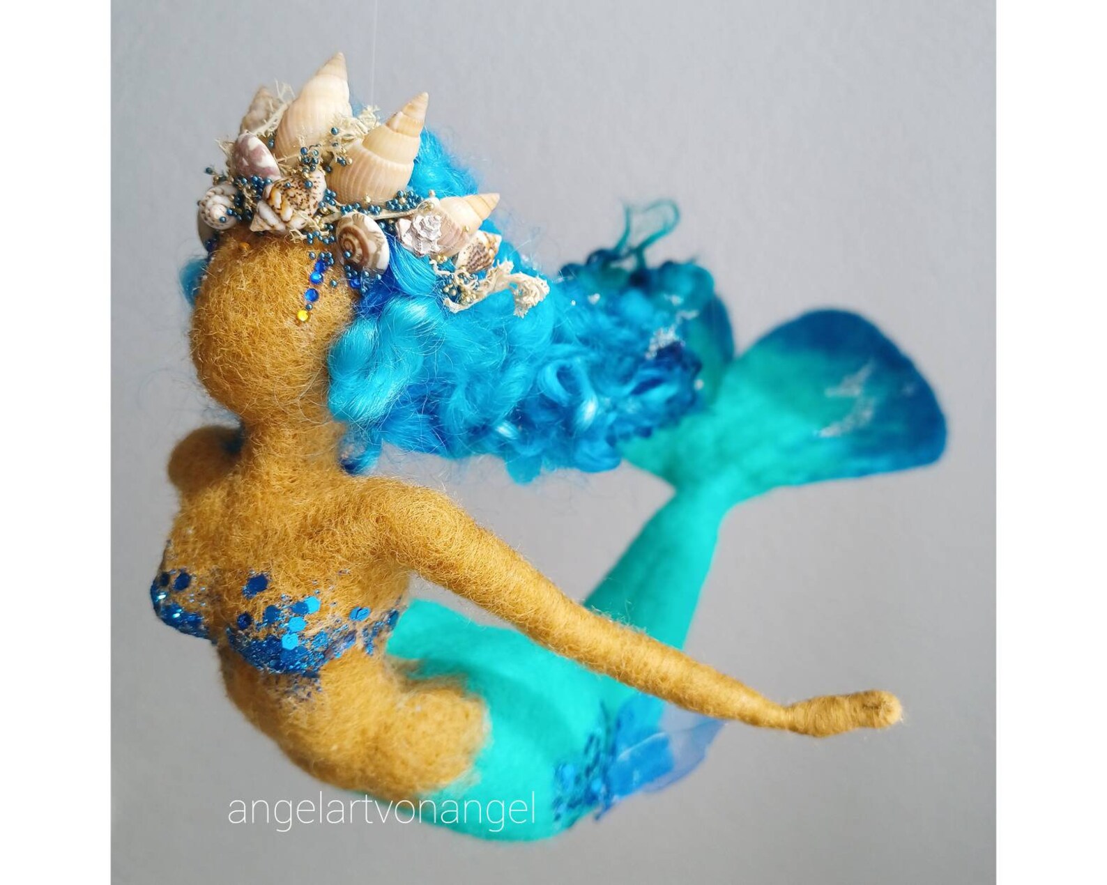 Caribbean Blue Mermaid Needle Felted Handmade Unique Exotic - Etsy