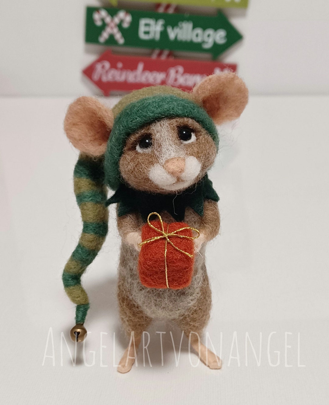 Needle Felted Mouse Elf, Santa's Helper, Cute Christmas Elf, Christmas ...