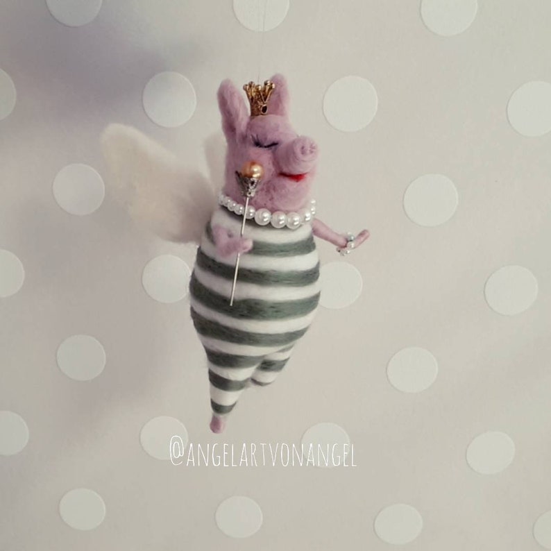Pig fairy princessneedle felted pigpig ornament pig | Etsy