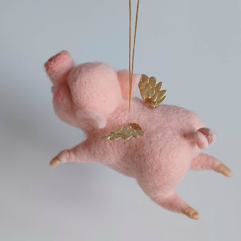 Flying Pig, Angel Pig, Guardian Angel, Needle Felted Animal, Piggy ...