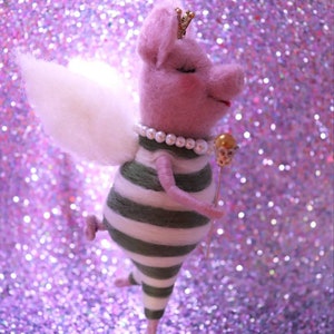Pig fairy princess,needle felted pig,pig ornament, pig miniature, pig ...