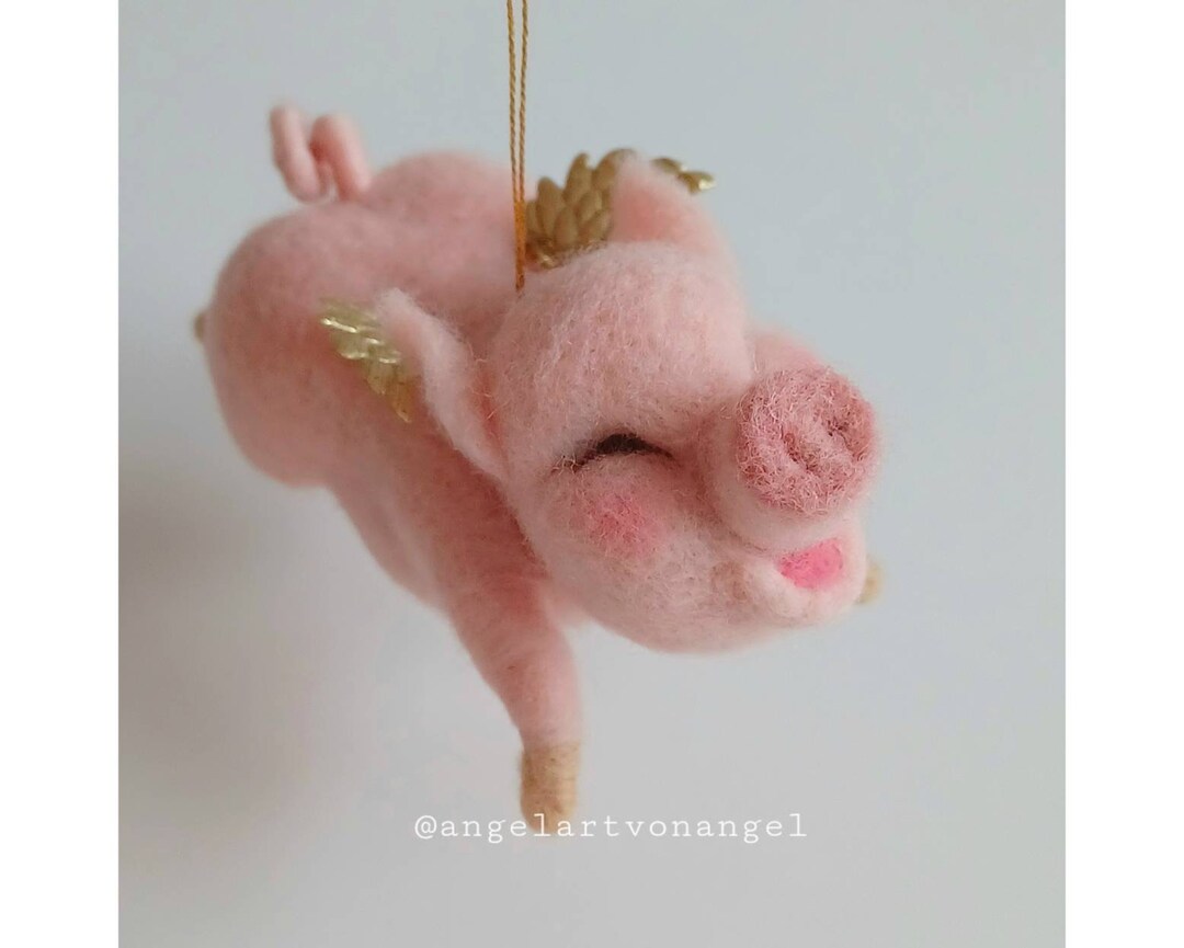 Flying Pig, Angel Pig, Guardian Angel, Needle Felted Animal, Piggy ...