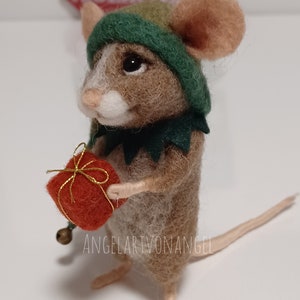 Needle Felted Mouse Elf, Santa's Helper, Cute Christmas Elf, Christmas ...