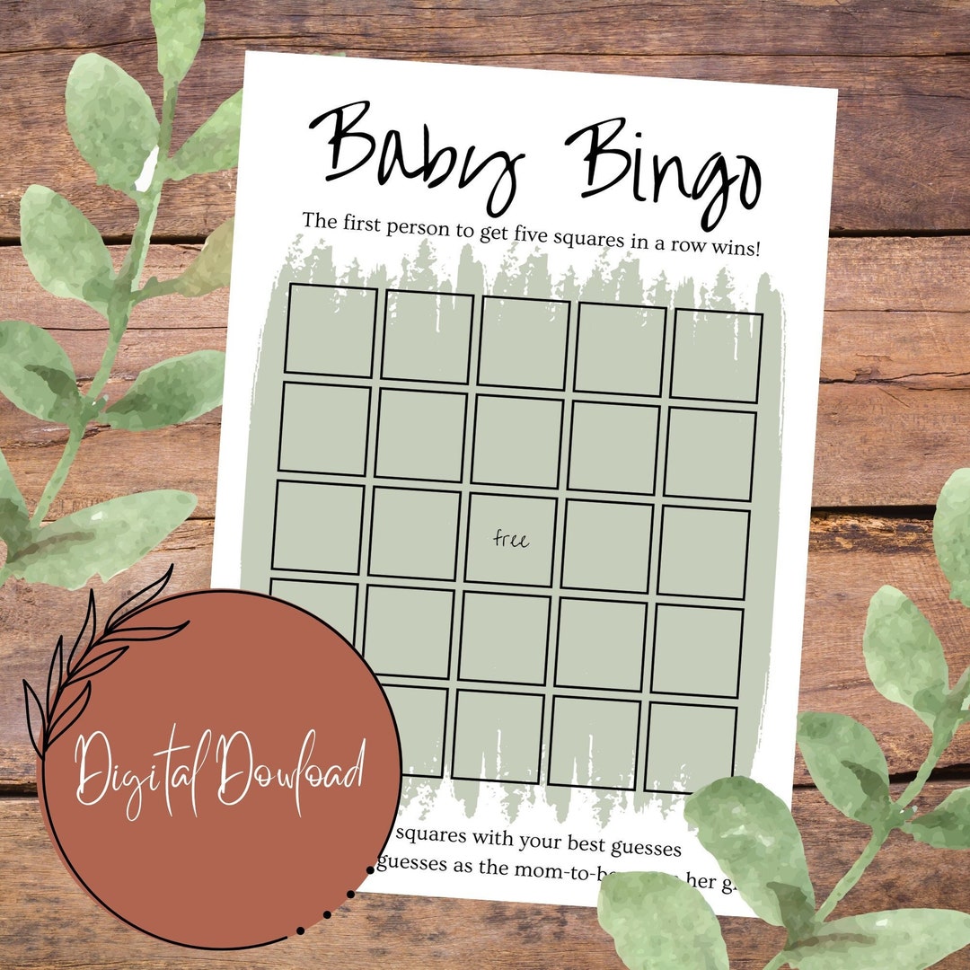 Baby Shower Bingo Game Template Printable Digital Download Instant ...