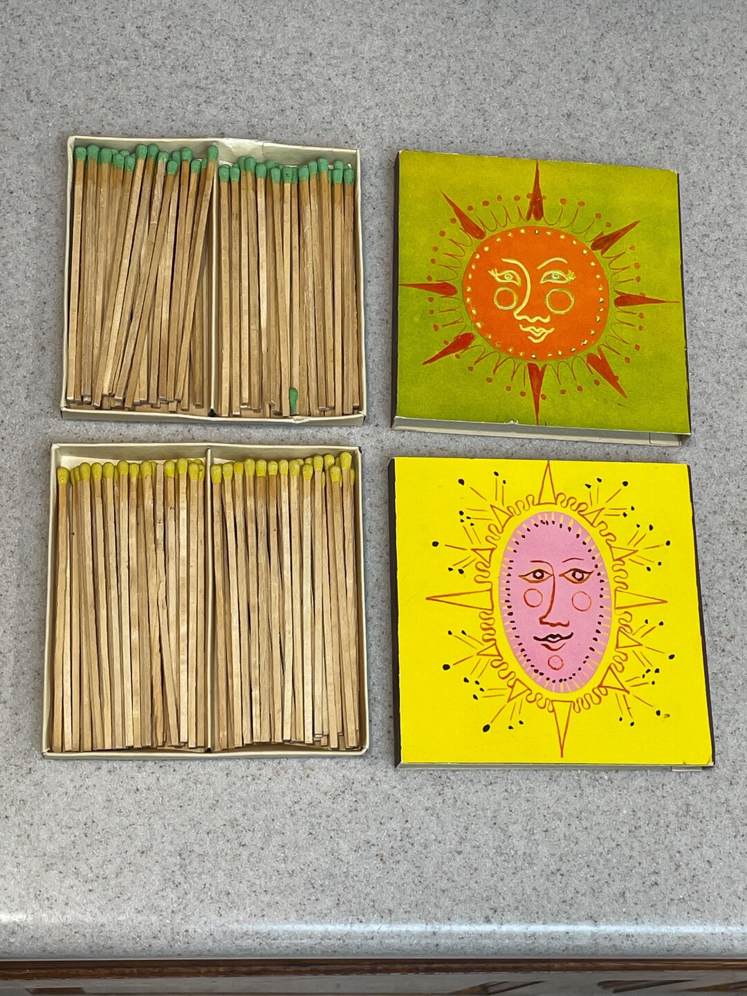 Vintage Collectible Mid-century Sun & Moon Matchboxes Japan Reto Design ...