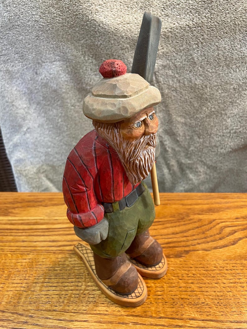 Cold Snowshoe Shoveling Santa Wood Carving Figure CH 106 Vintage - Etsy