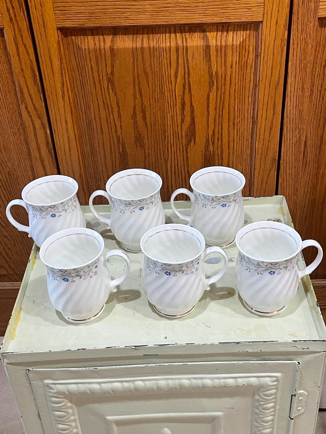 Set of 6 Vintage Hitkari Potteries India Fine Bone China Coffee Mug Tea ...