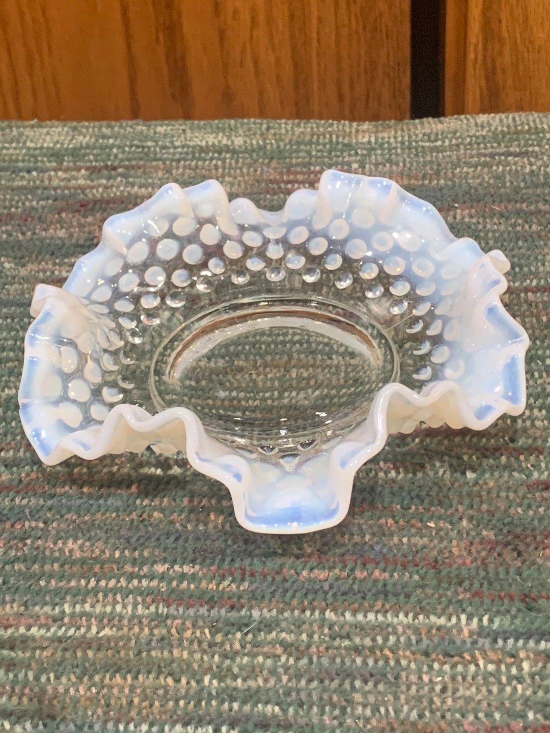 Vintage Fenton Hobnail Bon Bon Dish Moonstone French Opalescent Glass ...
