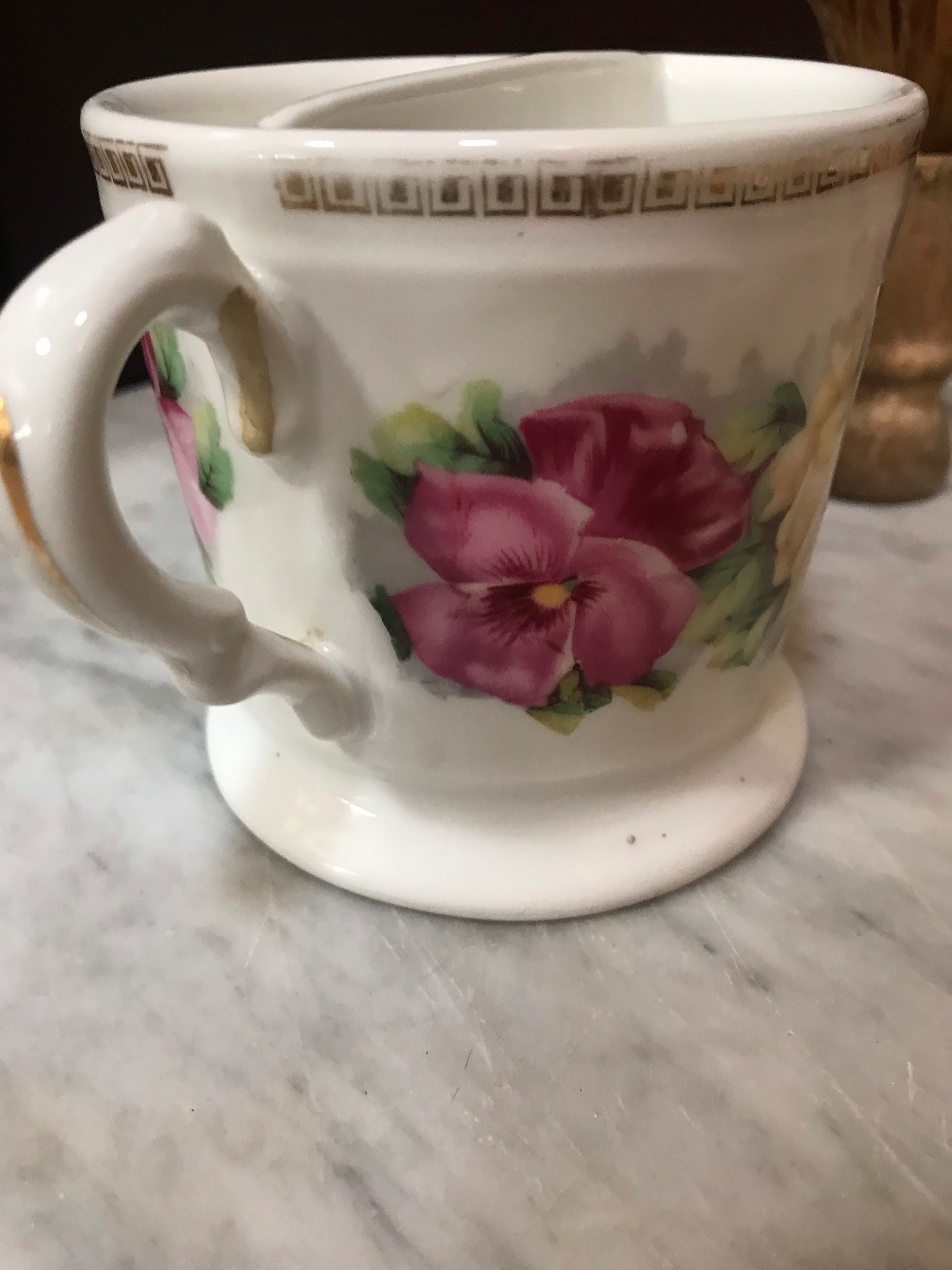 2 Antique Barber Shaving Cups Mugs and Brush Mignonette Z.S.& Co ...