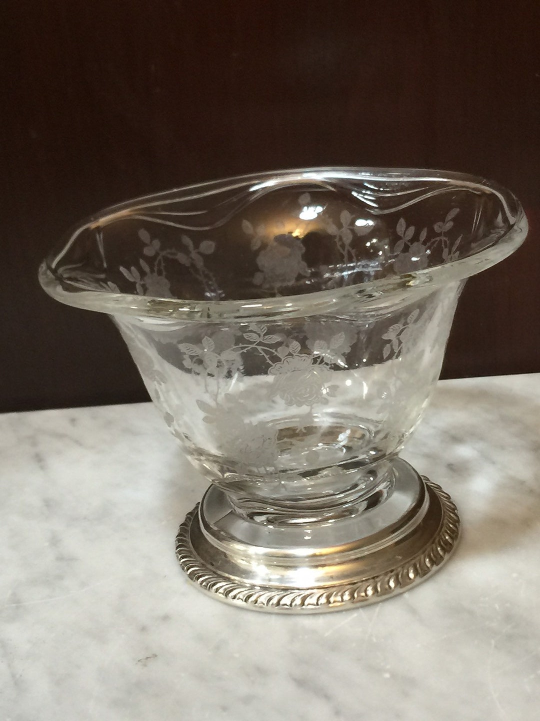 Beautiful Wallace Sterling 279 Etched Crystal With Roses With Sterling ...