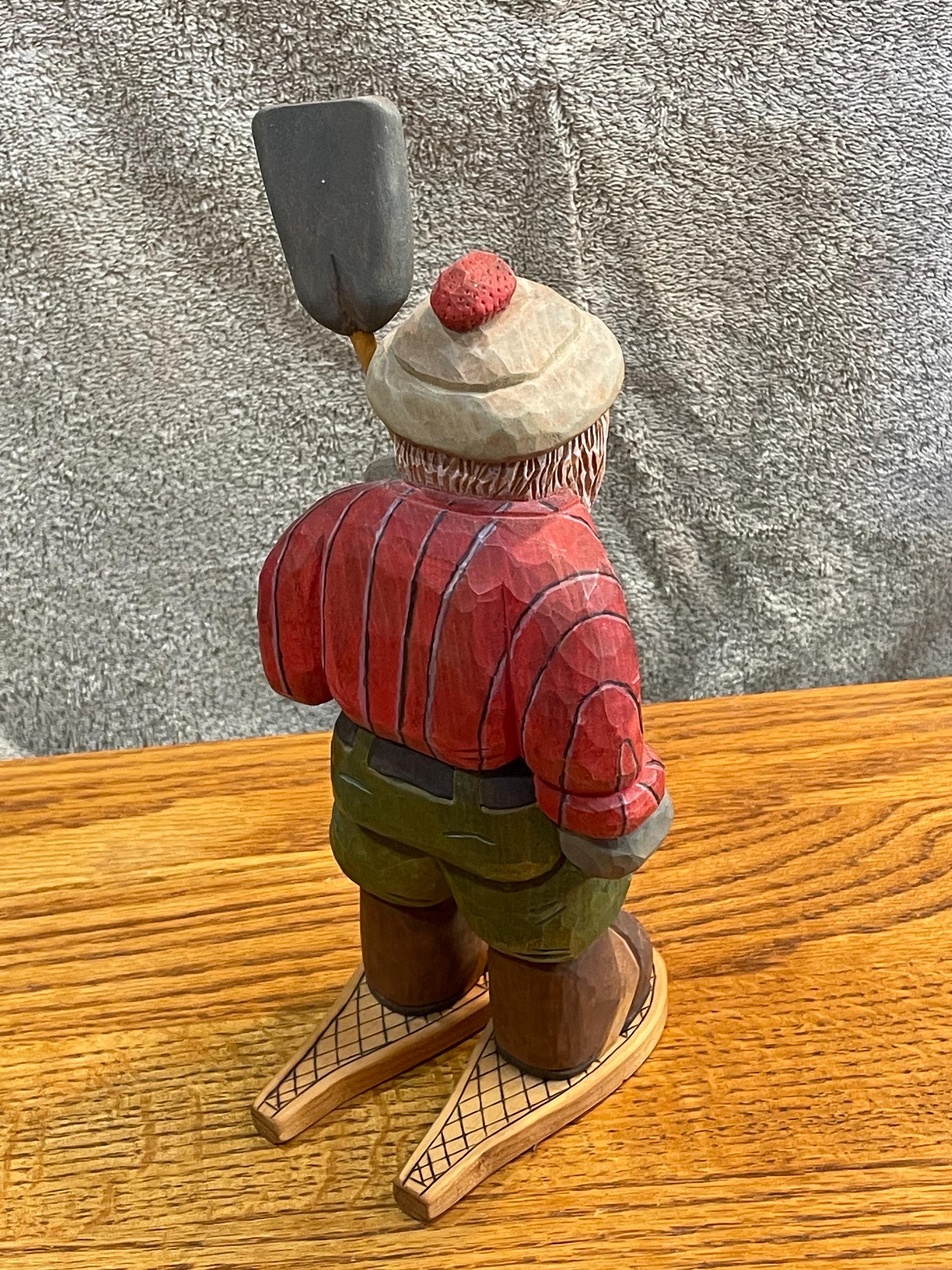 Cold Snowshoe Shoveling Santa Wood Carving Figure CH 106 Vintage - Etsy