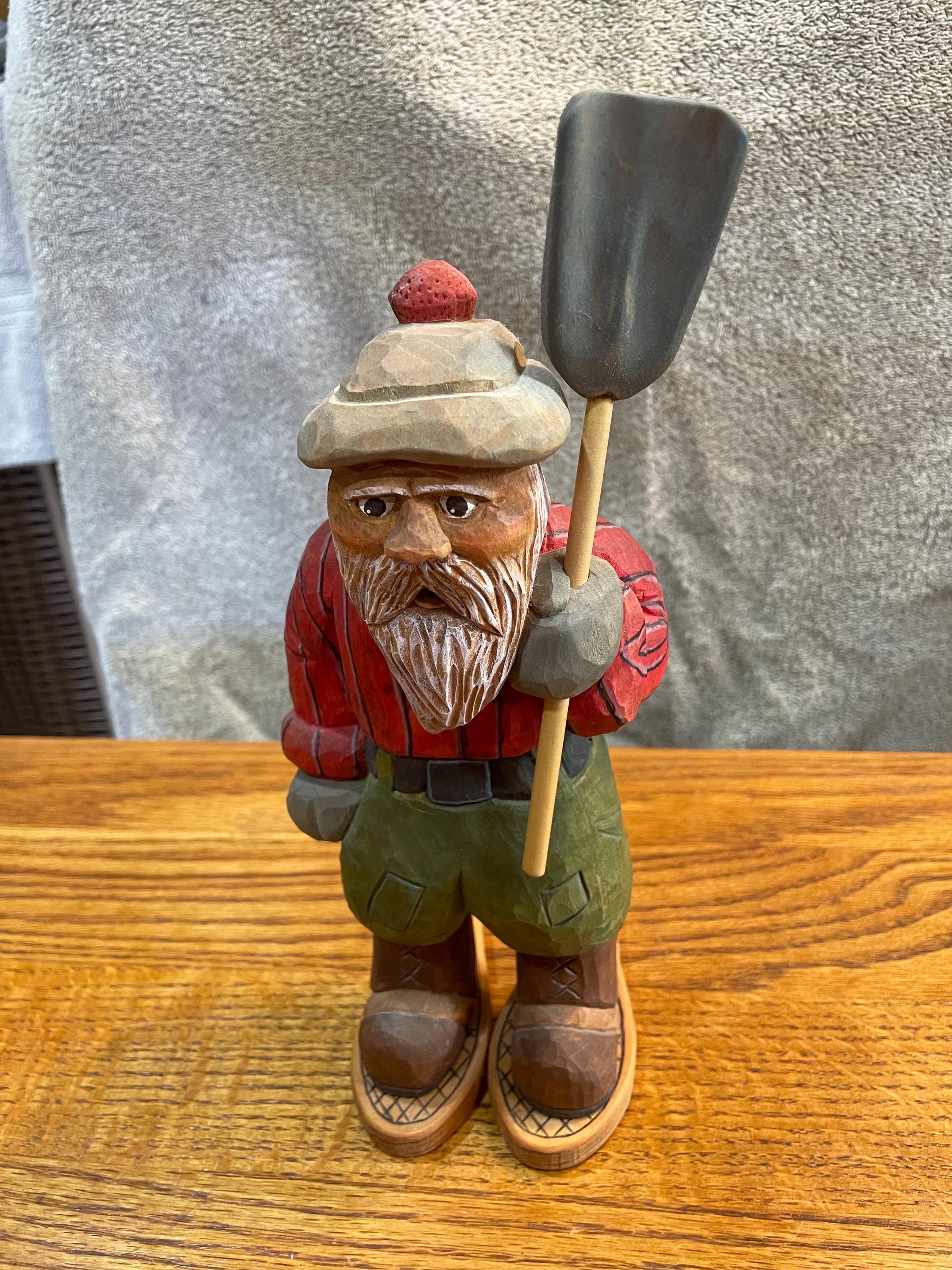 Cold Snowshoe Shoveling Santa Wood Carving Figure CH 106 Vintage - Etsy
