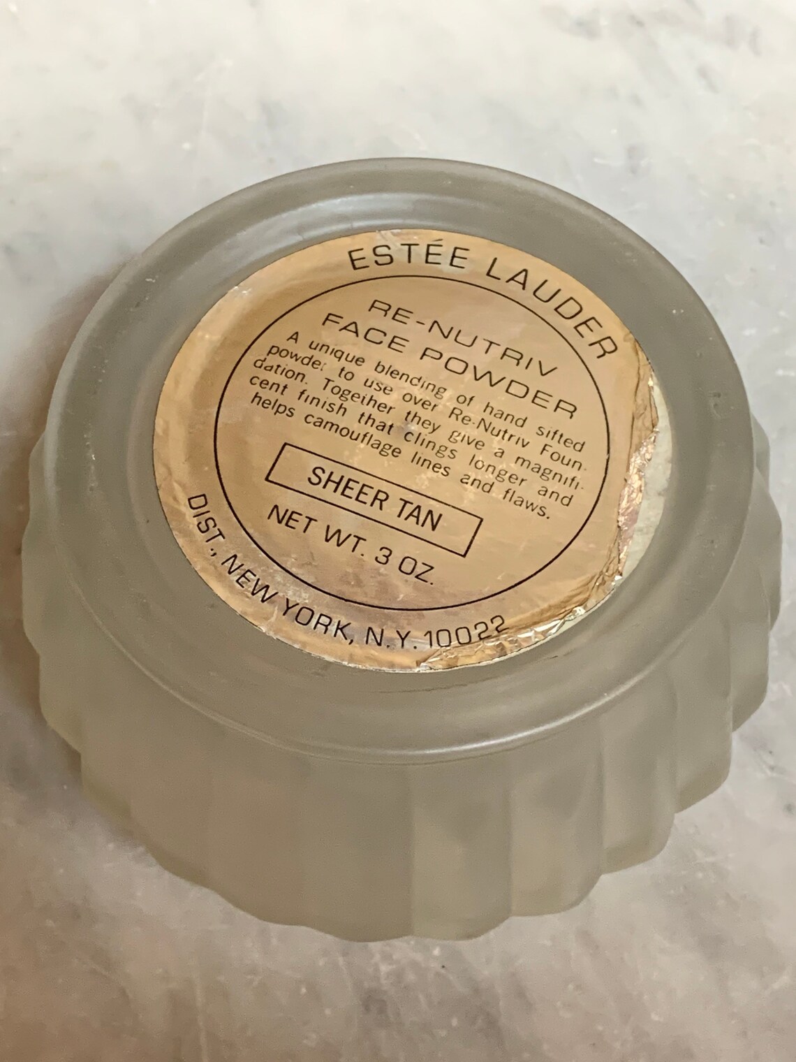 Estee Lauder Frosted Glass Powder Jar With Gold Colour Repousse Style ...