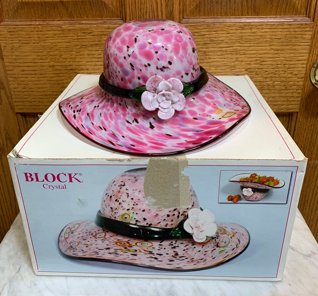 Vintage Block Crystal Pamela Art Glass Hat Strawberry Bowl - Etsy