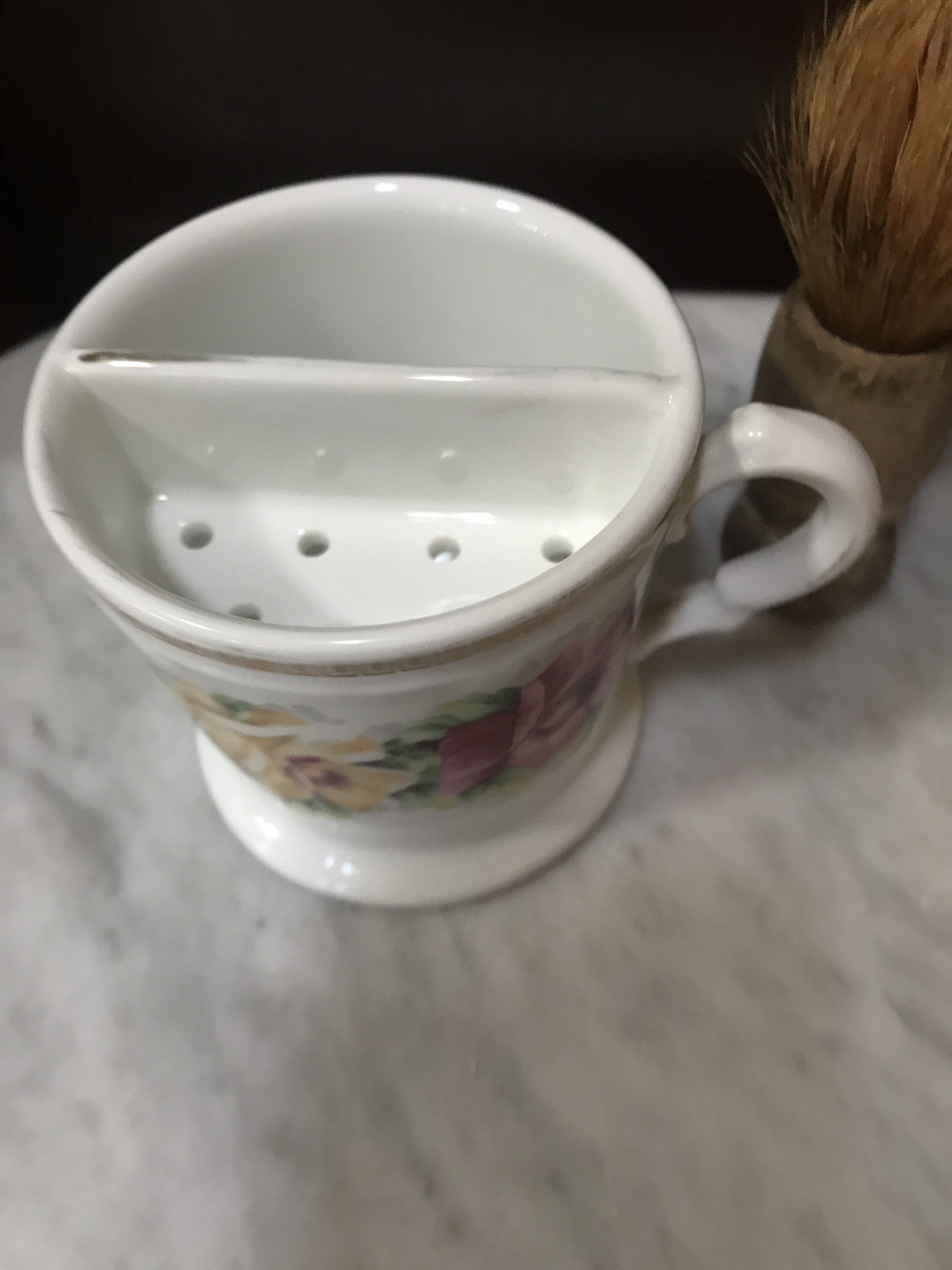 2 Antique Barber Shaving Cups Mugs and Brush Mignonette Z.S.& Co ...