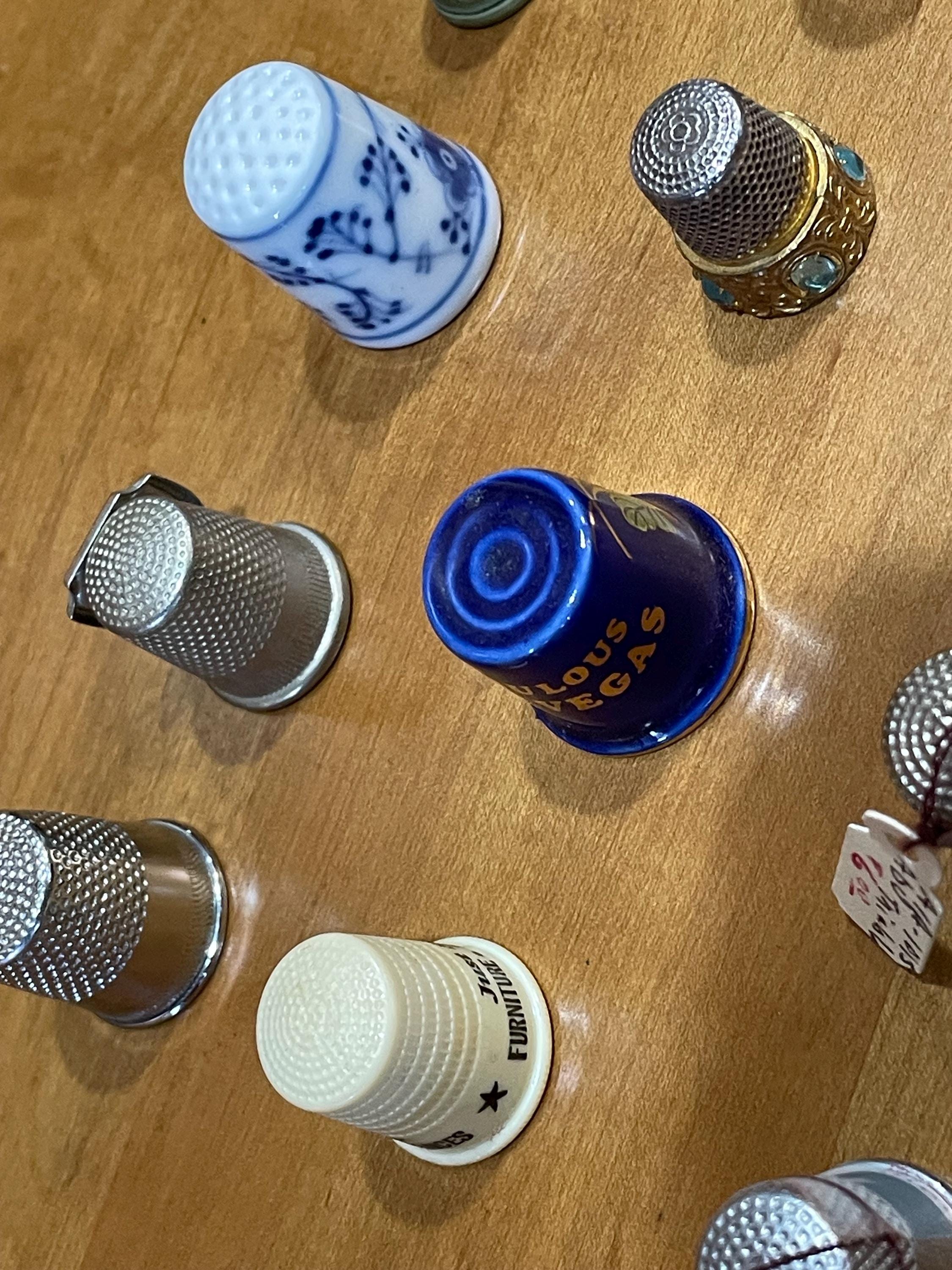 Eighteen 18 Collectible Vintage or Antique Sewing Thimbles Metal ...