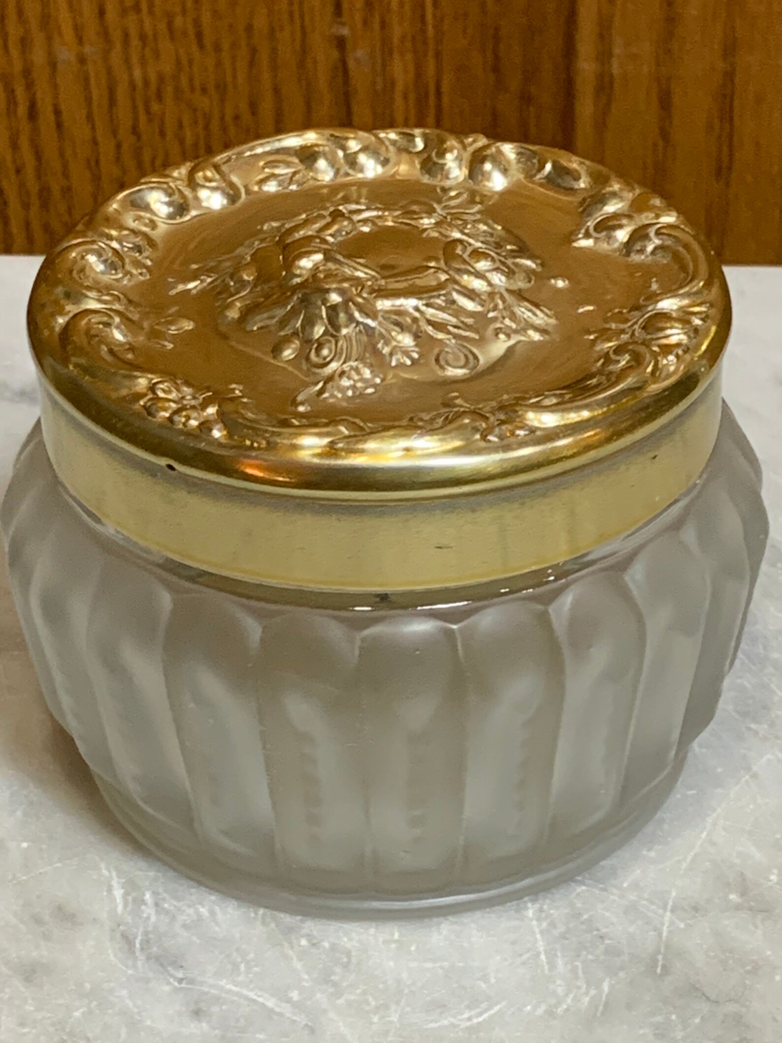 Estee Lauder Frosted Glass Powder Jar With Gold Colour - Etsy