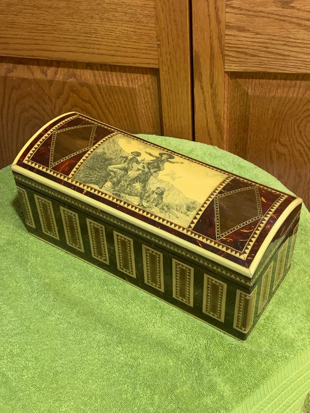 Antique Wooden Inlaid Wood Keepsake Box Francisco De Goya Transfer ...